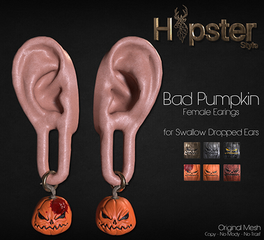 Second Life Marketplace - [Hipster Style] Bad Pumpkin FEMALE Earring ...